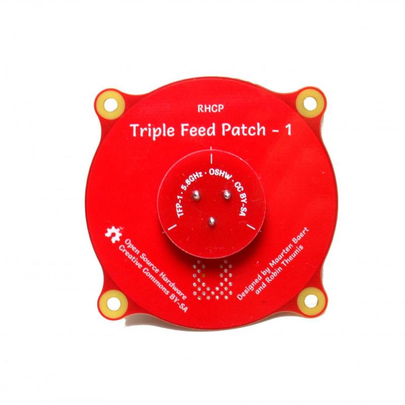 Triple Feed Patch anténa Designed by Maarten Beart RHCP - FlyTime.cz